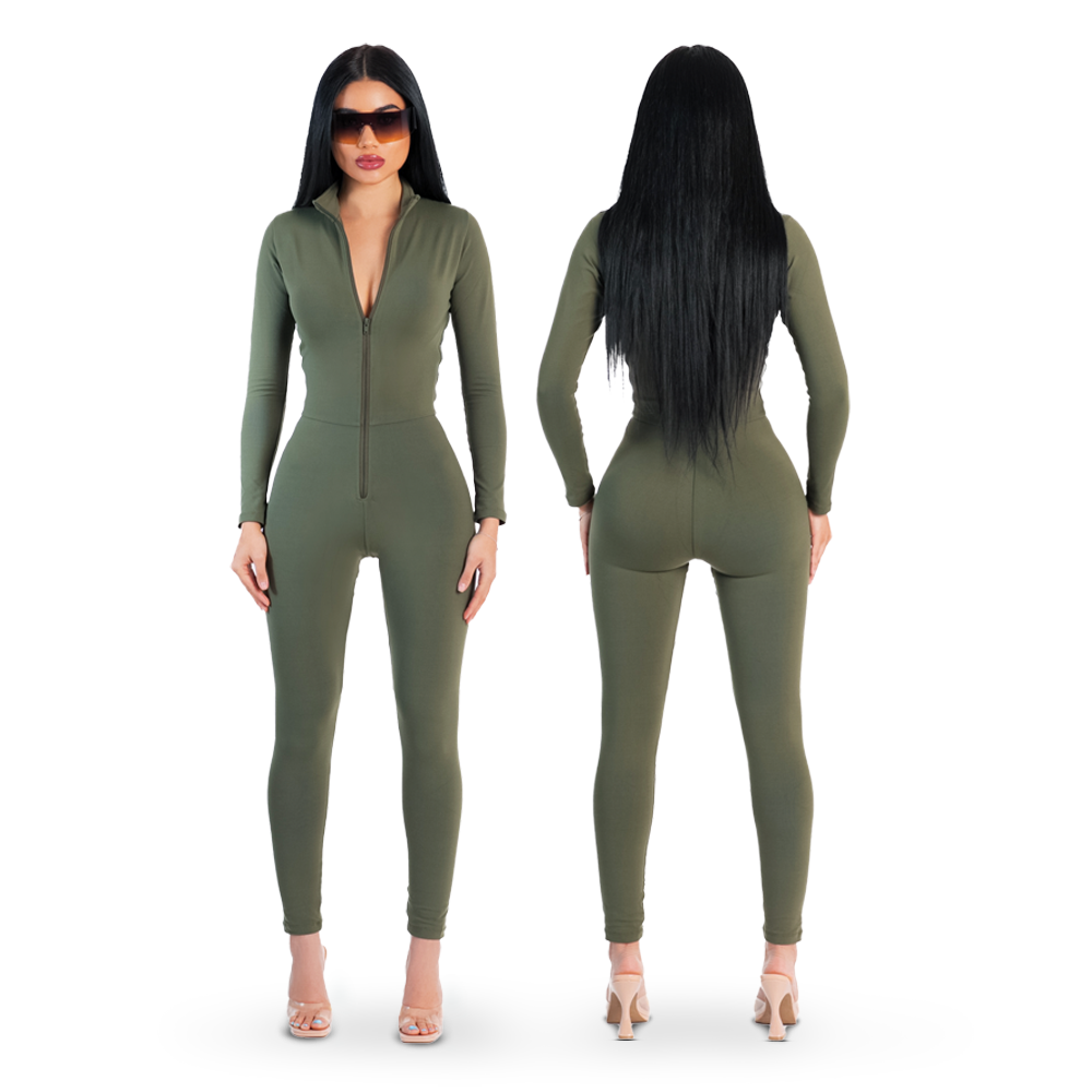 Sculpting Jumpsuit 3 in 1 Long Sleeve - Olive – VSHAPE