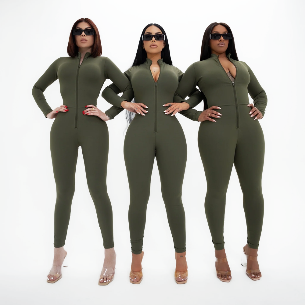 Sculpting Jumpsuit 3 in 1 Long Sleeve - Olive – VSHAPE
